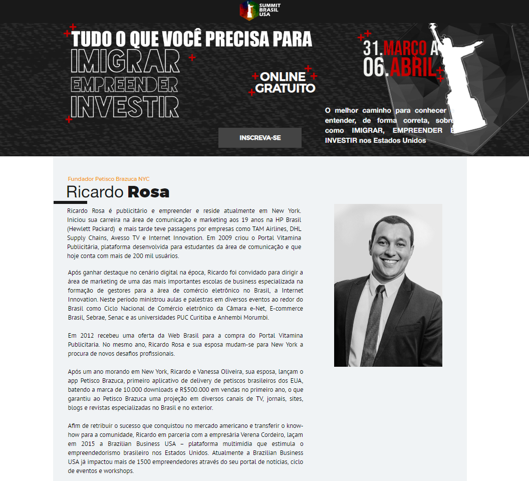 Ricardo Rosa é um dos palestrantes confirmados para o Summit Brasil USA ...